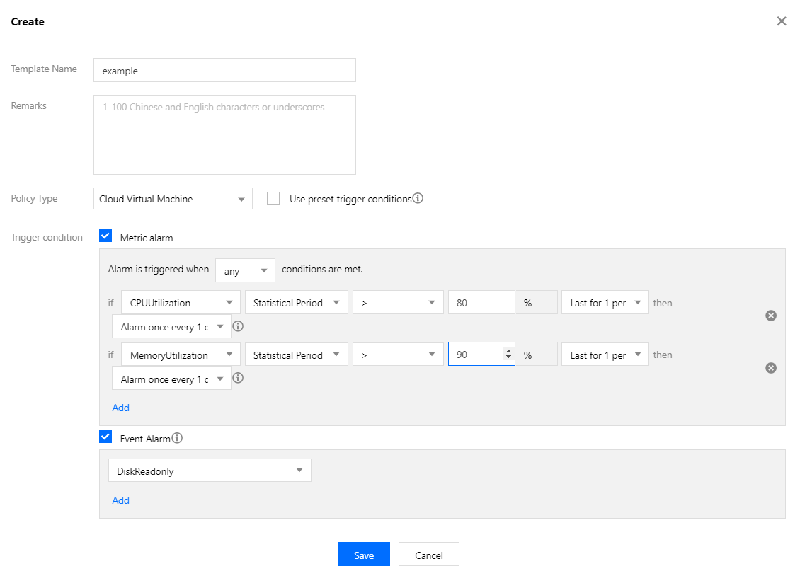 Configuring Trigger Condition Template | Tencent Cloud